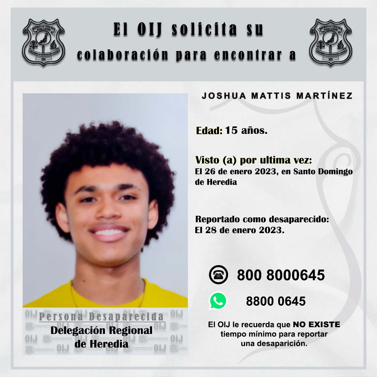Joshua desapareció el jueves en Santo Domingo de Heredia | CRHoy.com